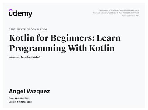 I Finished The Course Kotlin For Beginners Learn Programming With Kotlin On Udemy Angel