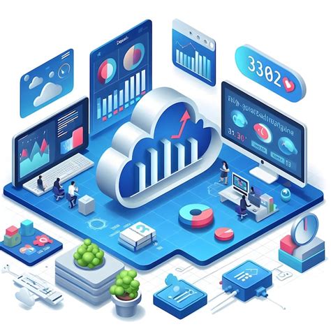 3d Flat Vector As Cloud Computing Performance Monitoring With Graph And