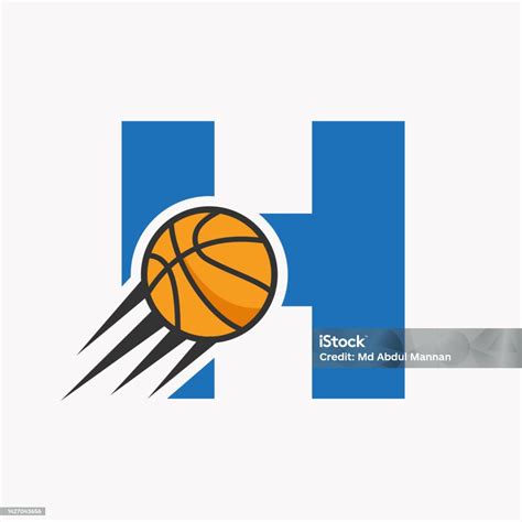 초기 편지 H 농구 로고 개념 움직이는 농구 아이콘 농구 로고 타입 기호 벡터 템플릿 Championship에 대한 스톡 벡터 아트 및 기타 이미지