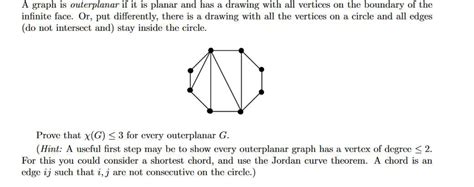 solved a graph is outerplanar if it is planar and has a
