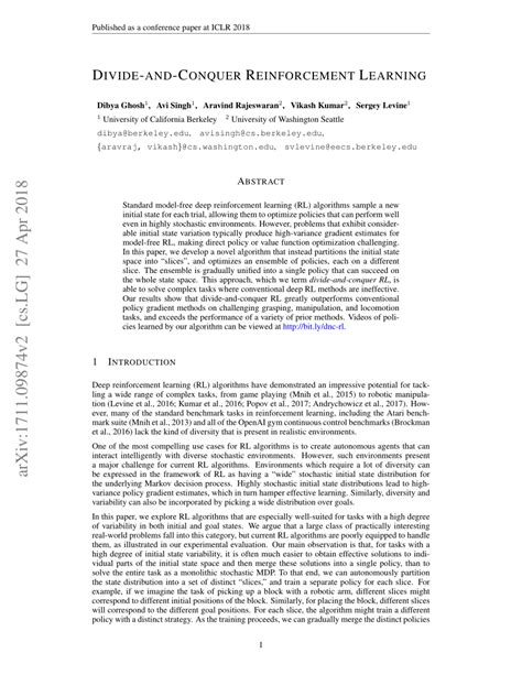 Pdf Divide And Conquer Reinforcement Learning