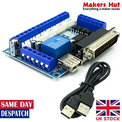 Mach3 5 Axis Cnc Interface Adapter Breakout Board For Stepper Motor Usb Cable Makers Hut