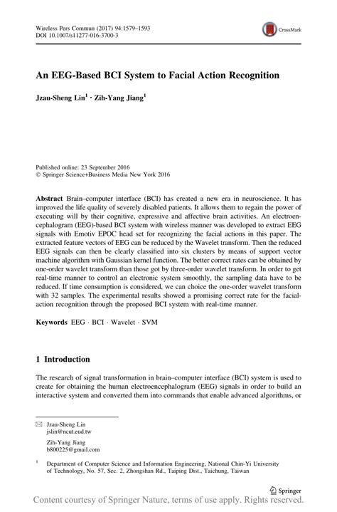 An Eeg Based Bci System To Facial Action Recognition Request Pdf