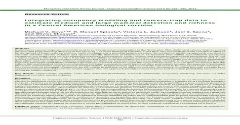 Pdf Integrating Occupancy Modeling And Camera Trap Data To Camera Trap Data And Our Results