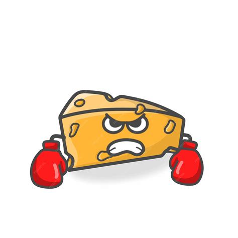 귀여운 치즈 캐릭터 플랫 만화 벡터 디자인 일러스트 레이 션 프리미엄 벡터