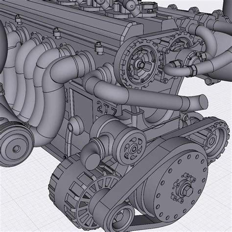 3d Printed Inline Mini Four Cylinder Engine Model Set 1 24 Scale 35pcs
