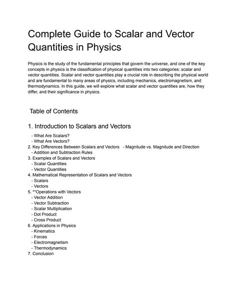 SOLUTION Complete Guide To Scalar And Vector Quantities In Physics Studypool