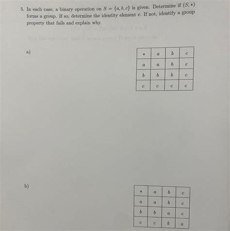 Solved In Each Case A Binary Operation On S A B C Is Chegg Com
