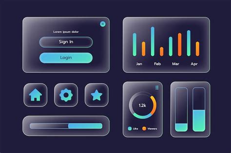 Premium Vector Gradient Glassmorphism Effect Ui Elements Collection