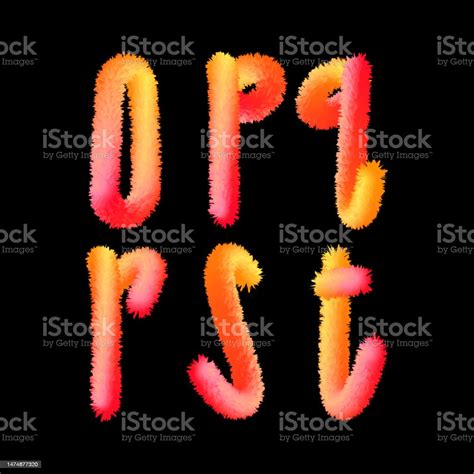 3d 푹신한 글꼴 모피 알파벳 퍼지 통통한 편지 O P Q R S T 벡터 일러스트 레이 션 10eps 0명에 대한 스톡 벡터