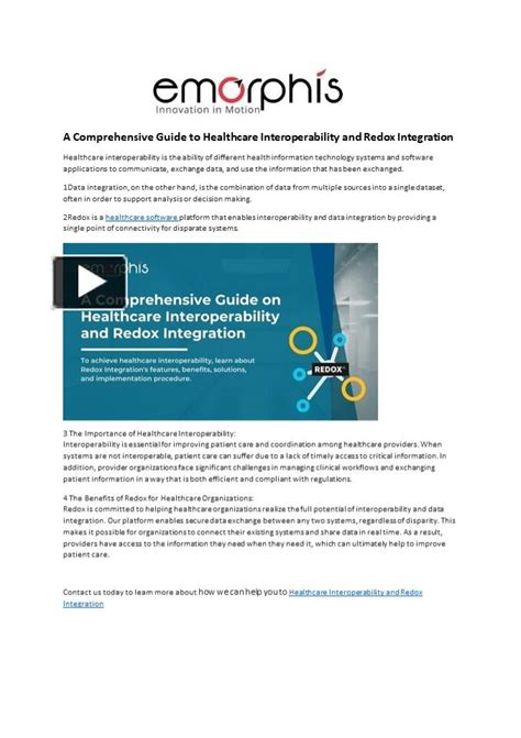Ppt A Comprehensive Guide To Healthcare Interoperability And Redox