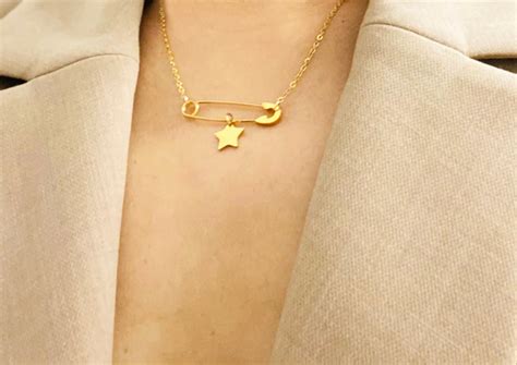 Safety Pin Necklace Custom Pendant Safety Pin Necklace Gold Or Silver