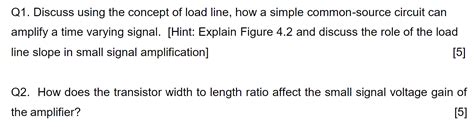 Solved Q1 Discuss Using The Concept Of Load Line How A Chegg Com