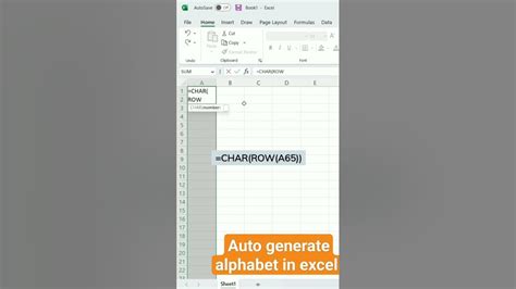 Auto Generate The Alphabet In Excel Excel Shortcuts Excel Exceltricks Youtube