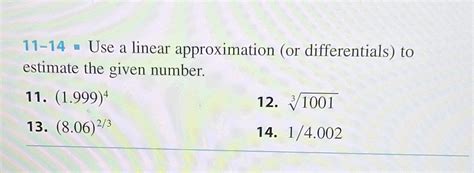 Solved Linear Approximation And Differentials How Do You