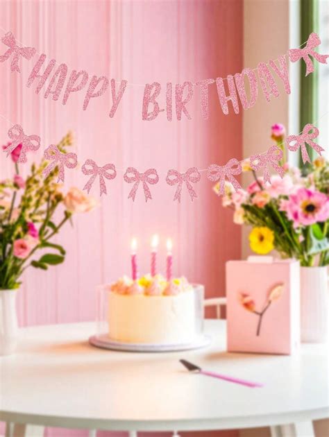 קשתות יום הולדת זר באנר קישוטי קשת יום הולדת שמח ורודים ונצנצים לנשים ציוד למסיבת יום הולדת