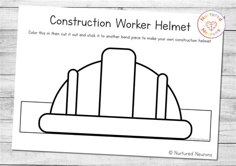 Simple Construction Worker Helmet Craft Dramatic Play Printable