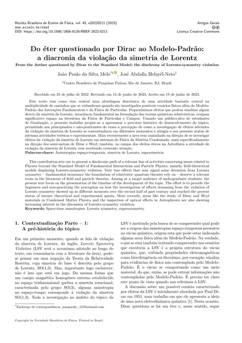 Pdf Do éter Questionado Por Dirac Ao Modelo Padrão A Diacronia Da