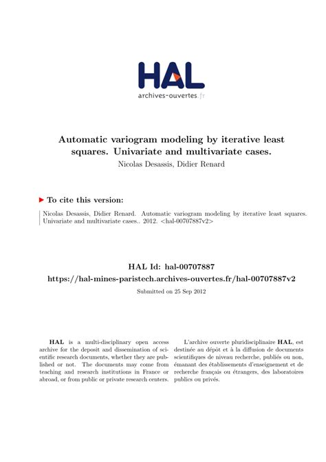 Pdf Automatic Variogram Modeling By Iterative Least Squares Univariate And Multivariate Cases