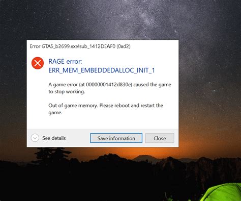 Fivem No Game Memory Error R Grandtheftautov Pc