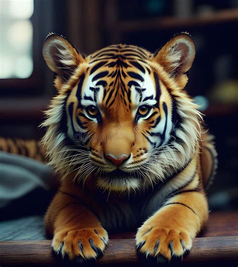 Portrait Of A Tiger Cub Stock Illustration Illustration Of Leopard