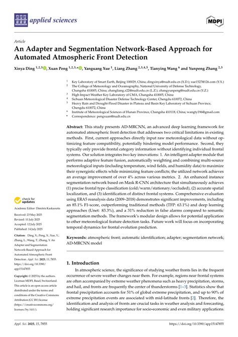 Pdf An Adapter And Segmentation Network Based Approach For Automated Atmospheric Front Detection