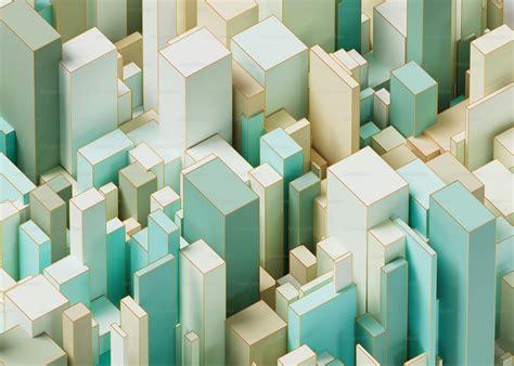 파스텔 색상의 기하학적 블록의 추상적인 도시 풍경 사진 Unsplash의 3d 렌더 이미지