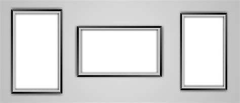 투명 한 배경에 격리 된 현실적인 빈 검은 그림 프레임 모형 설정 사진 및 기타 사진 또한 프리젠 테이션에 적합합니다 0명에