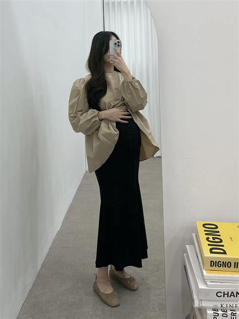 제이린 머메이드 임부골지트임스커트 블랙