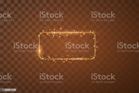 조명 효과와 벡터 황금 프레임입니다 빛나는 사각형 배너입니다 검은 투명 배경에 고립 벡터 일러스트 레이 션 Eps 10 0명에