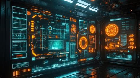 Futuristic Scifi Command Center With Glowing Holographic Interfaces Premium Ai Generated Image