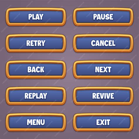 Premium Vector Game Ui Set Of Buttons In Cartoon Style Gui To Build