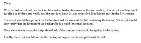 Solved Write A Bash Script That Can Back Up Files Andor