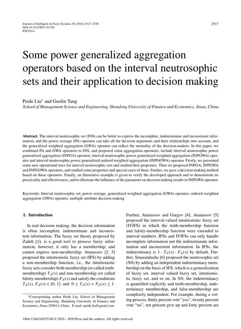 pdf some power generalized aggregation operators based on the