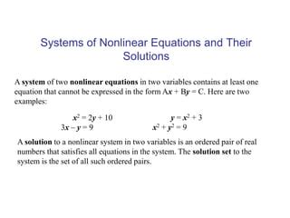 Lecture Systems Of Nonlinear Equations PPT Worksheets Library