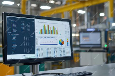 A Computer Monitor Displays A Graph With A Pie Chart And A Bar Graph Premium Ai Generated Image