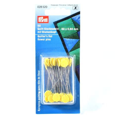 Prym Quilting Flat Flower Pins 060mm 50 Piece Yellow Fabric8
