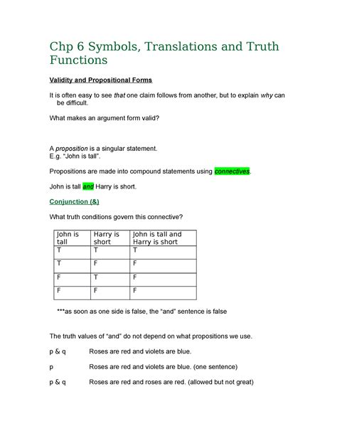 Chapter 6 7 Propositional Logic Chp 6 Symbols Translations And Truth