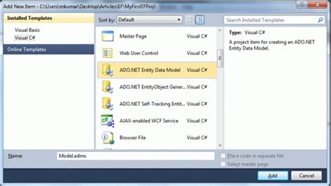 Creating An Entity Data Model Entity Framework