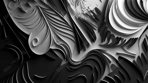 3d Render Of Papercut Abstract In Black And White Powerpoint Background For Free Download