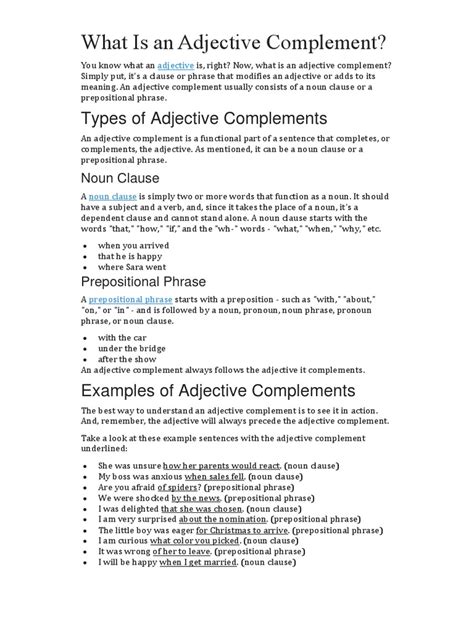Adjective Complement