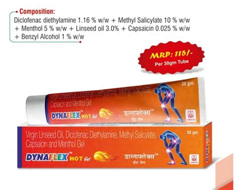 Dynaflex Hot Gel 30 Gm At ₹ 115 Tube Diclofenac Diethylamine Linseed Oil Methyl Salicylate And