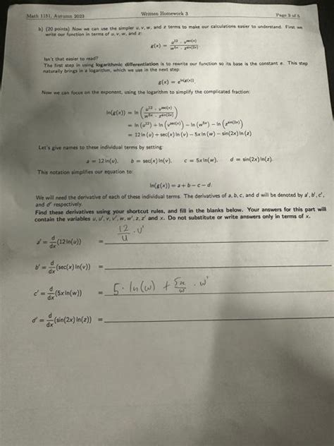 Solved Problem 1 Guided Derivative Calculation 38 Points