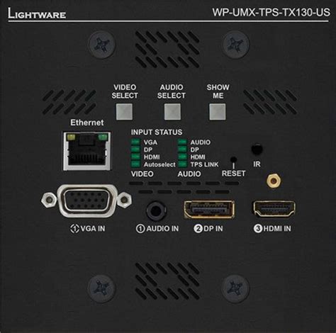 Lightware WP UMX TPS TX US Black UMX Series TPS HDBaseTTM Wallplate For VGA And