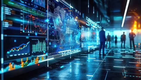 Business Professionals Viewing Global Data Analytics Screens Stock