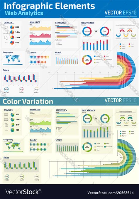 Infographic Elements Web Analytics Design Vector Image