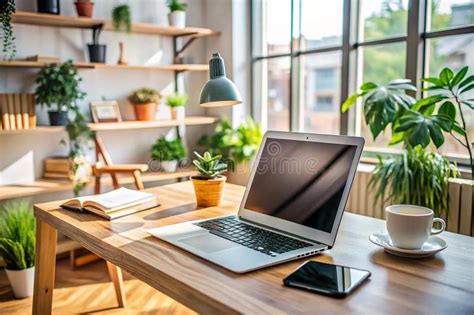 Neat And Tidy Workspace With Laptop Stock Illustration Illustration