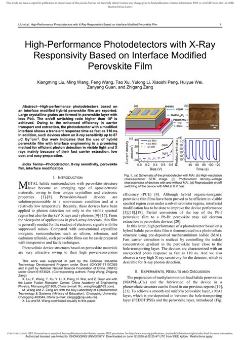 Pdf Superior Photodetector Based On Solution Synthesized Perovskite Film