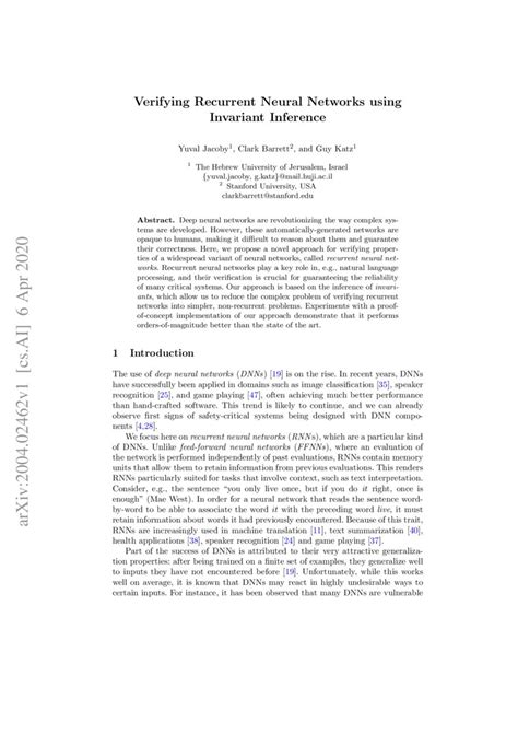 Verifying Recurrent Neural Networks Using Invariant Inference Deepai