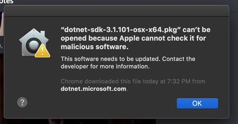 NET Core SDK Is Blocked By MacOS Catalina Because It Cant Be Validated Issue